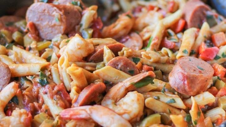 One Pot Shrimp Gumbo Pasta