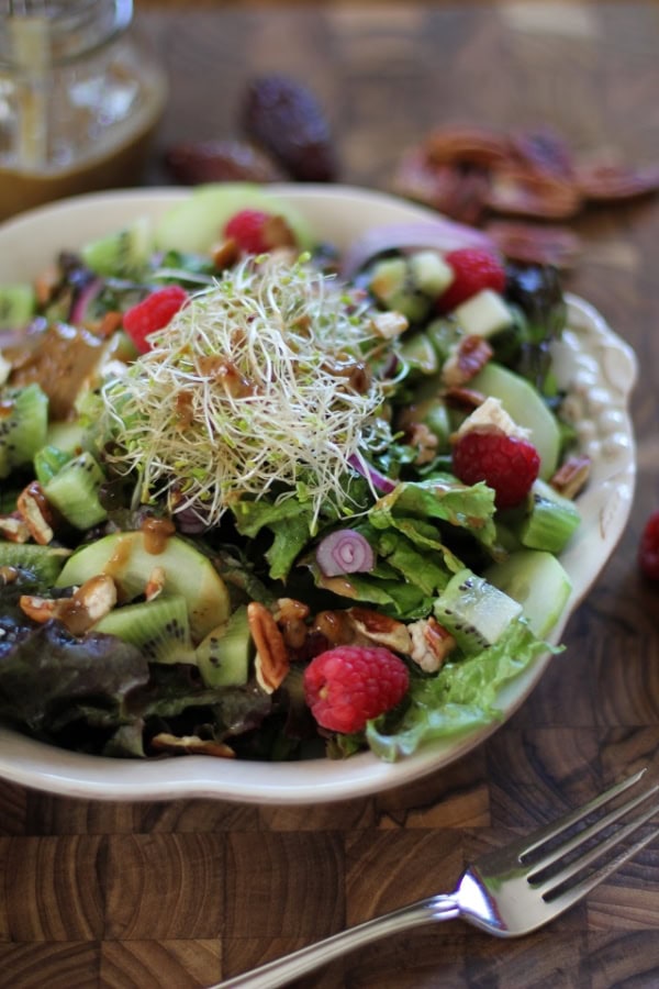 Spring Green Salad with Kiwi, Raspberries, and Date-Balsamic ...