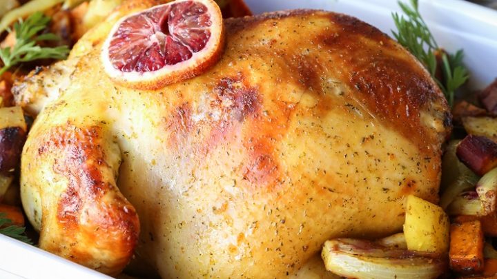 Orange Ginger Turmeric Whole Roast Chicken - The Roasted Root