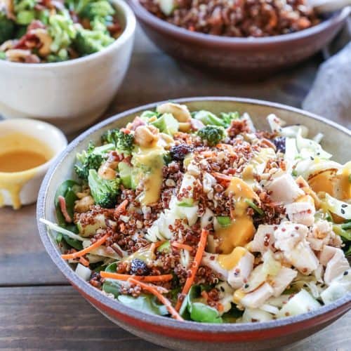 Crunchy Quinoa Cabbage Broccoli Spinach Salad - The Roasted Root