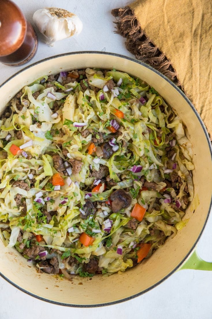 One Pot Ground Beef And Cabbage The Roasted Root