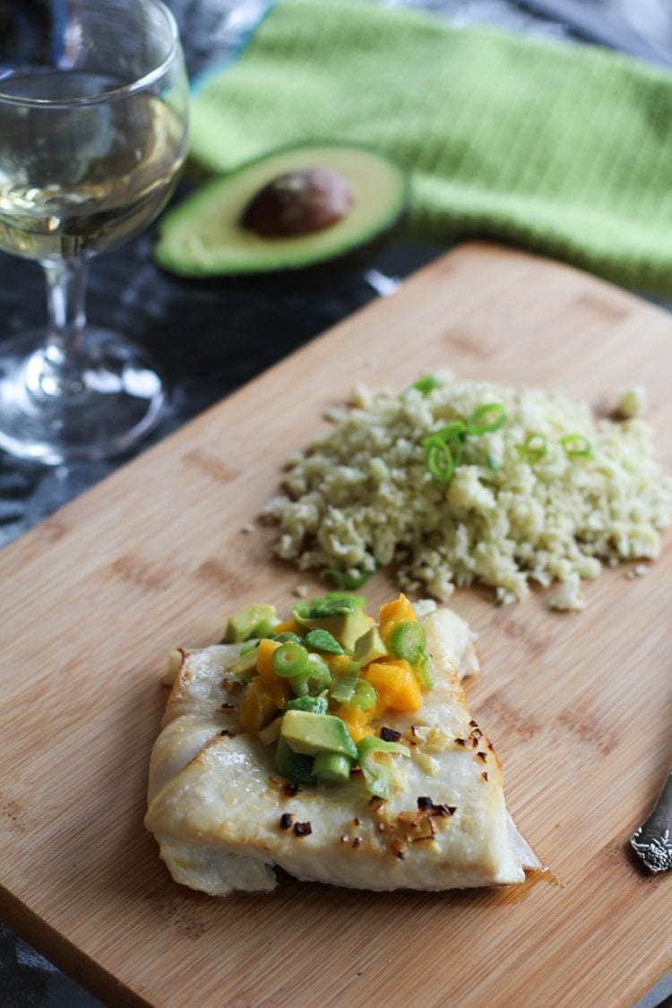 Broiled Halibut with Mango Avocado Relish