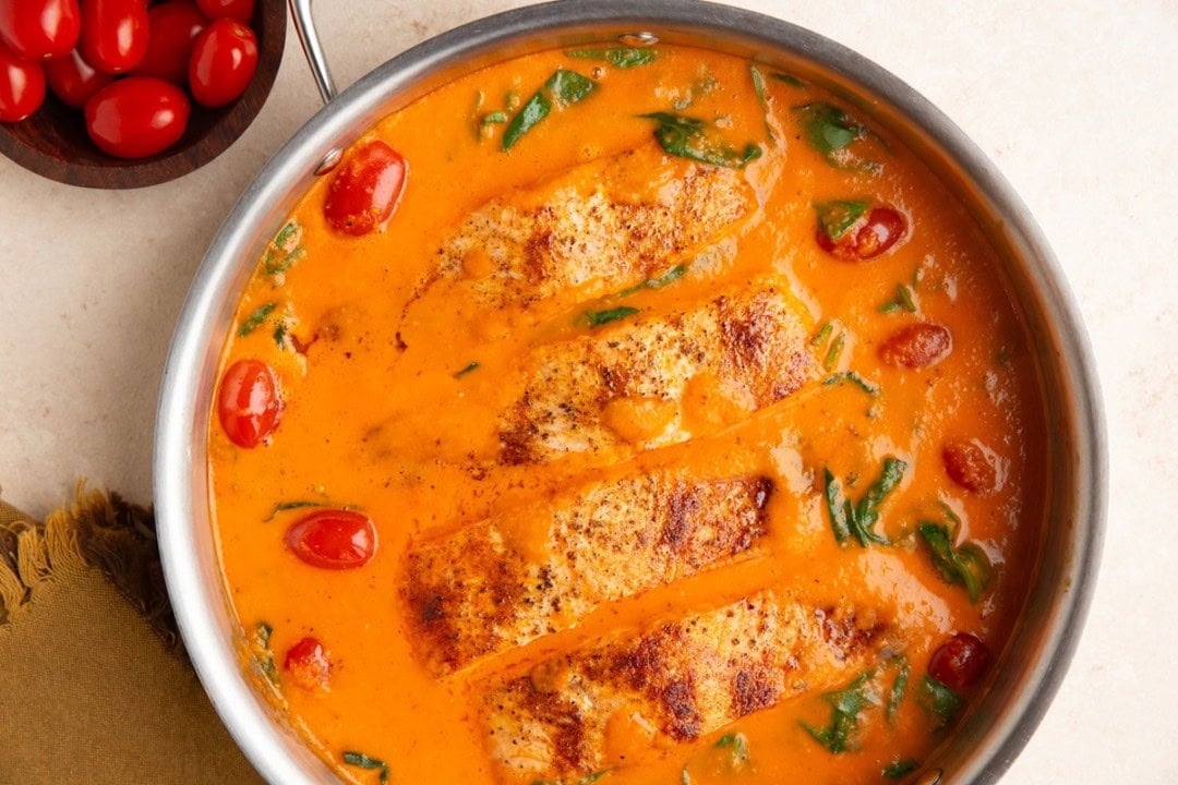 Crispy Salmon with Roasted Red Pepper Sauce - The Roasted Root