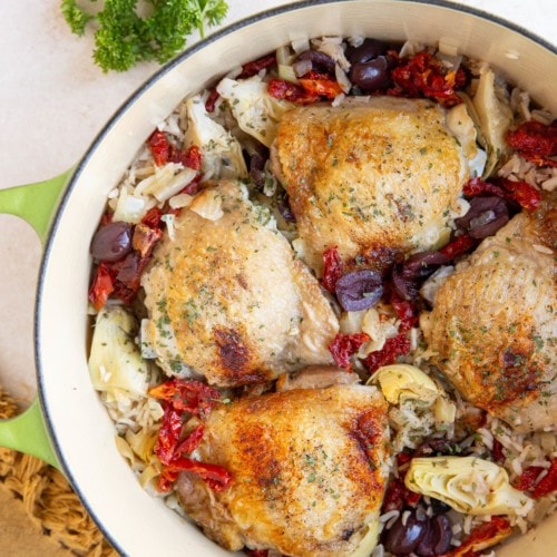 One-Pot Mediterranean Chicken and Rice - The Roasted Root