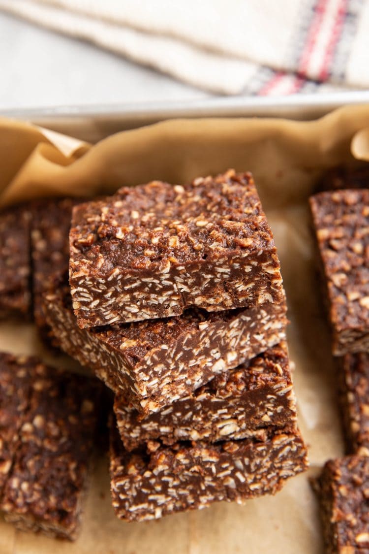 No-Bake Oatmeal Peanut Butter Cookie Bars - The Roasted Root