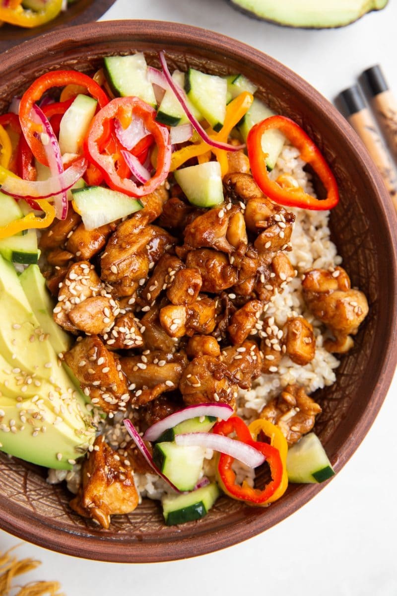 Garlic Sesame Chicken Bowls - The Roasted Root