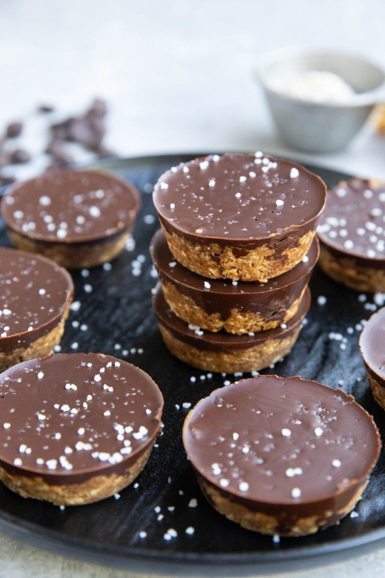 No-Bake Oatmeal Almond Butter Cups - The Roasted Root