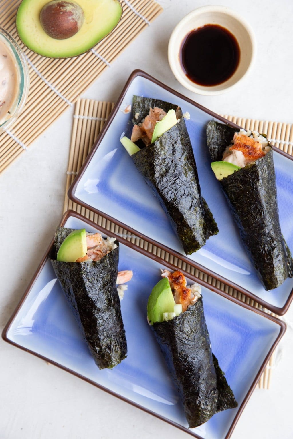 Cooked Salmon Hand Rolls - The Roasted Root