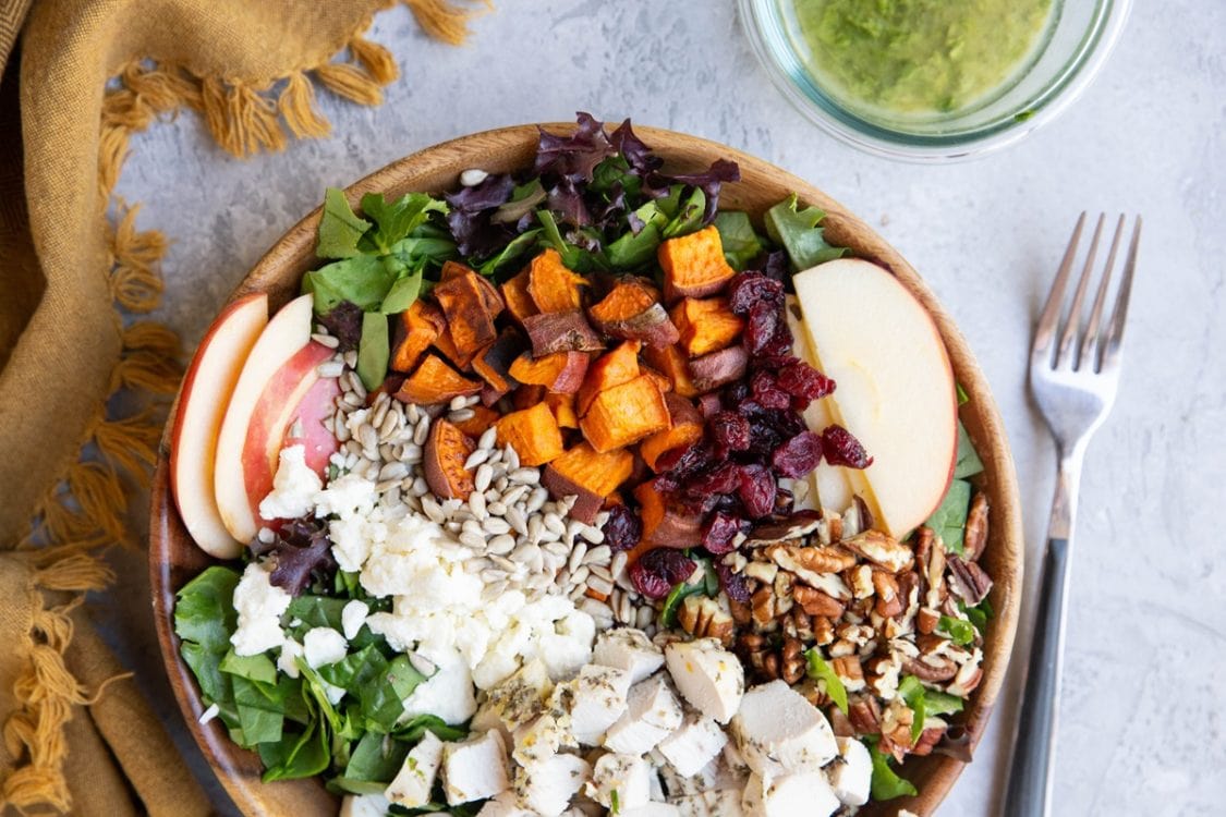 Fall Harvest Salad with Roast Chicken Sweet Potato and Pecans - The ...