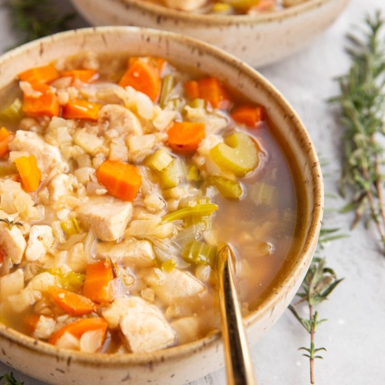 Crock Pot Chicken and Cauliflower Rice Soup - The Roasted Root