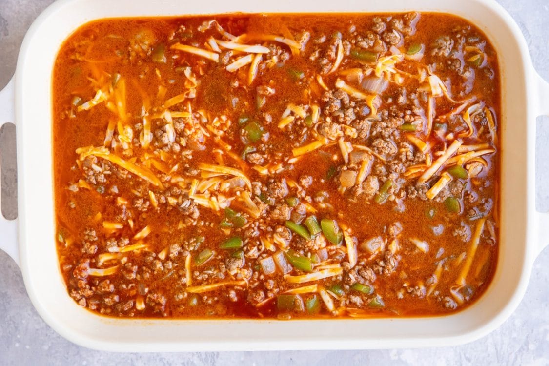 Ground Beef and Rice Enchilada Casserole - The Roasted Root