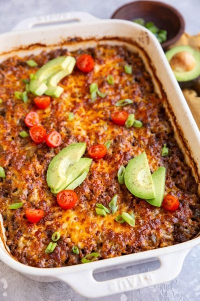 Ground Beef and Rice Enchilada Casserole - The Roasted Root